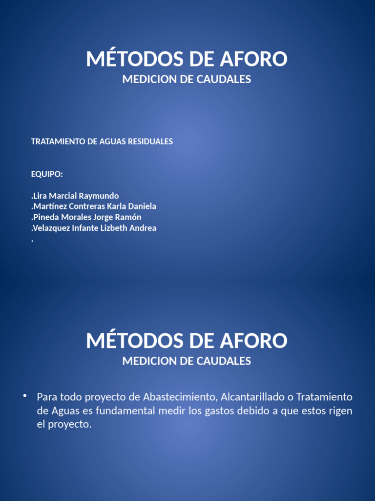 Métodos de Aforo y Medición de Caudales | PDF | Física Aplicada e ...