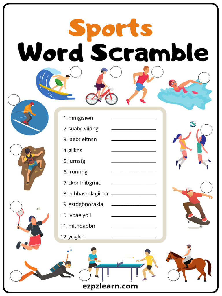 Sports Scramble 3 With Photo | PDF