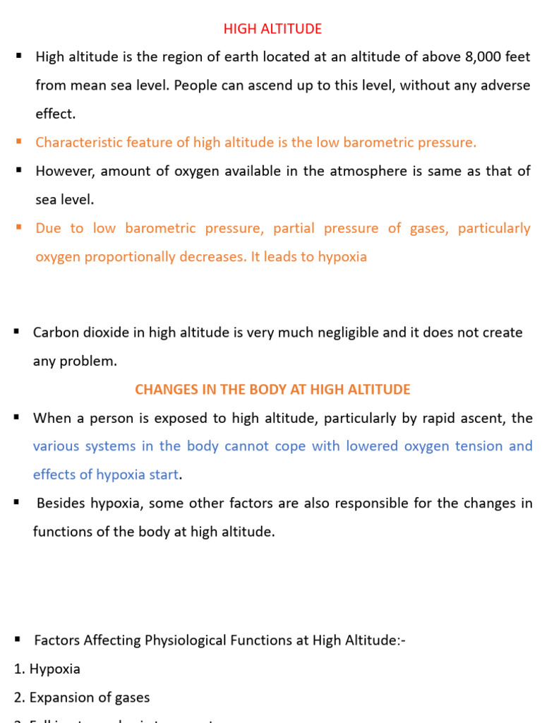 High Altitude Physiology | PDF | Altitude | Atmospheric Pressure