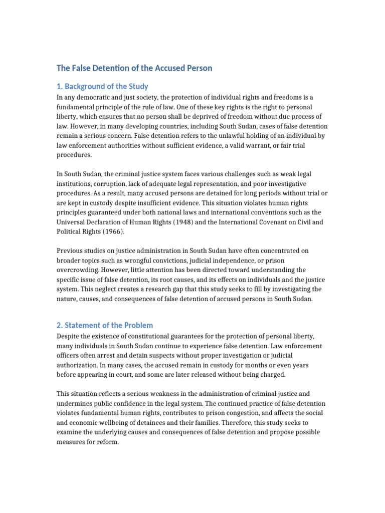 False Detention of the Accused Person Proposal | PDF | Human Rights ...