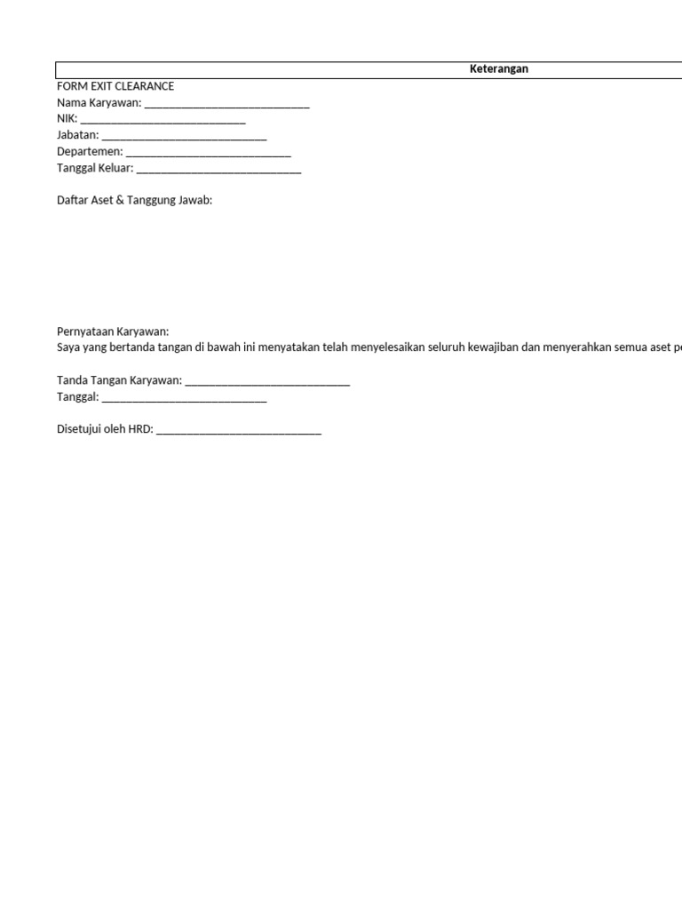 Form Exit Clearance | PDF