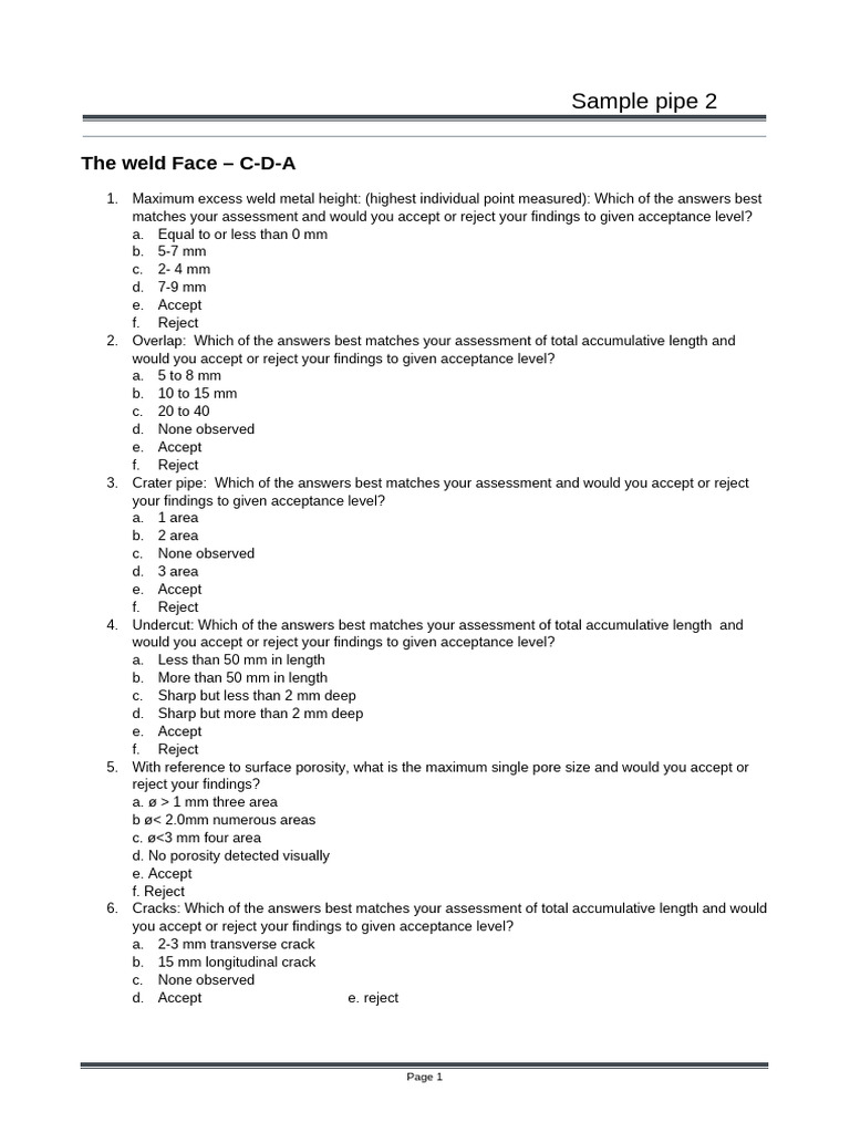 Weld Quality Assessment Criteria | PDF