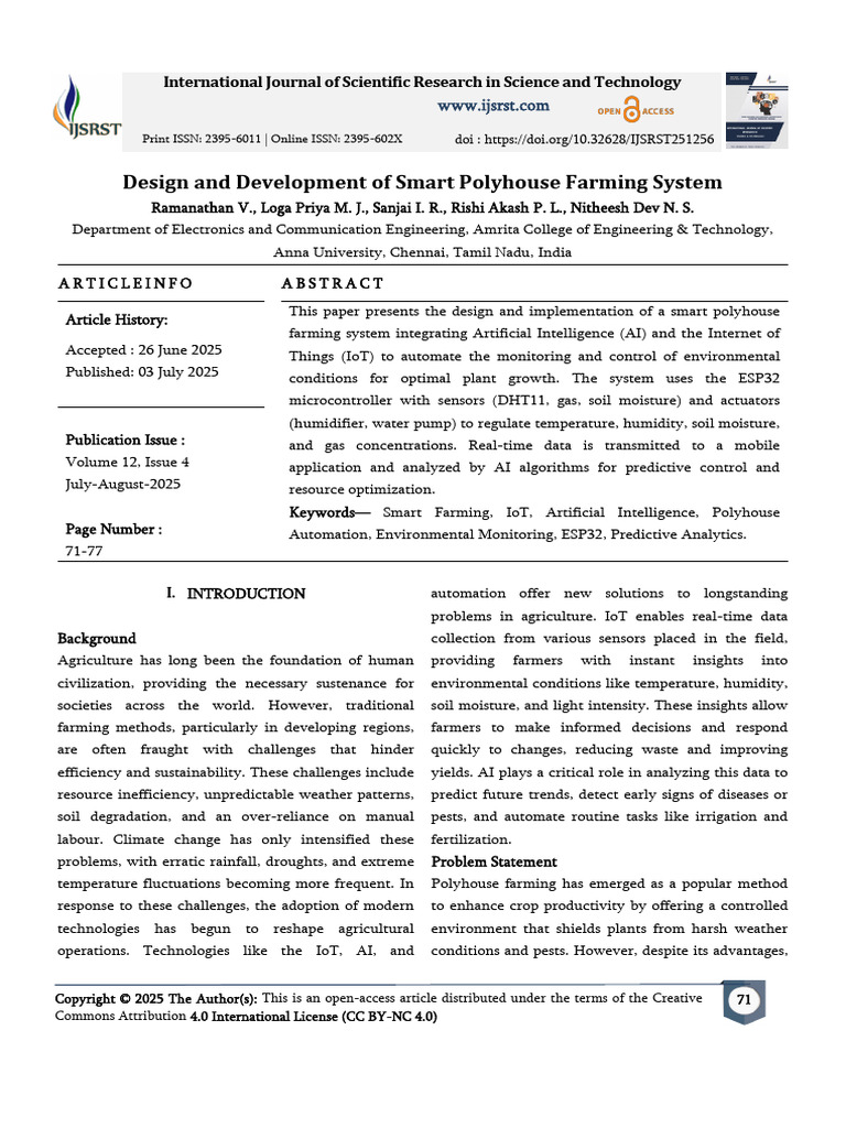 Smart Polyhouse Farming System Design | PDF | Internet Of Things ...