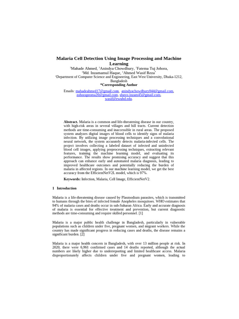 ###Malaria Cell Detection Using Image Processing and Machine Learning Updated Final Updated ...