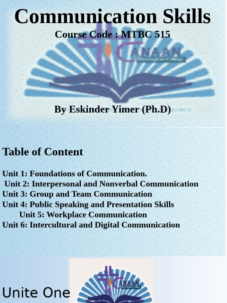 Communication Skills Unit 1 To 6 | PDF | Nonverbal Communication ...