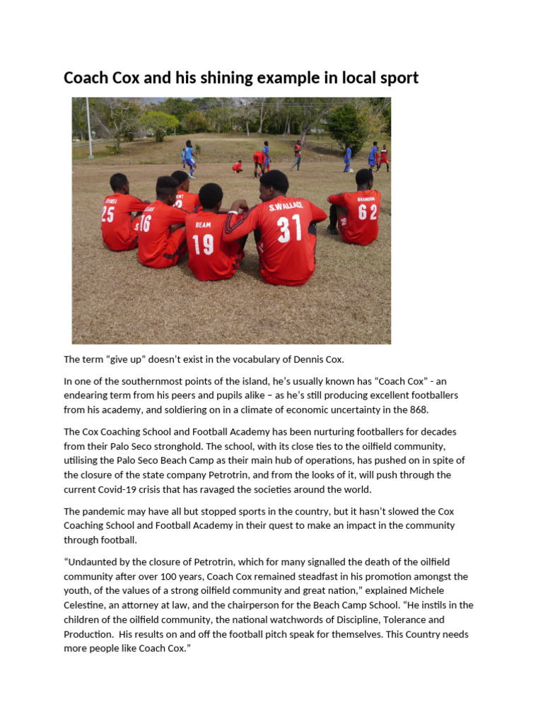 Coach Cox: Inspiring Youth in Football | PDF