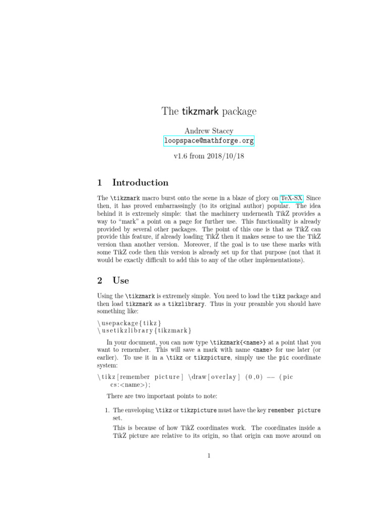 TikZmark Package Overview and Usage | PDF | Mathematical Analysis ...