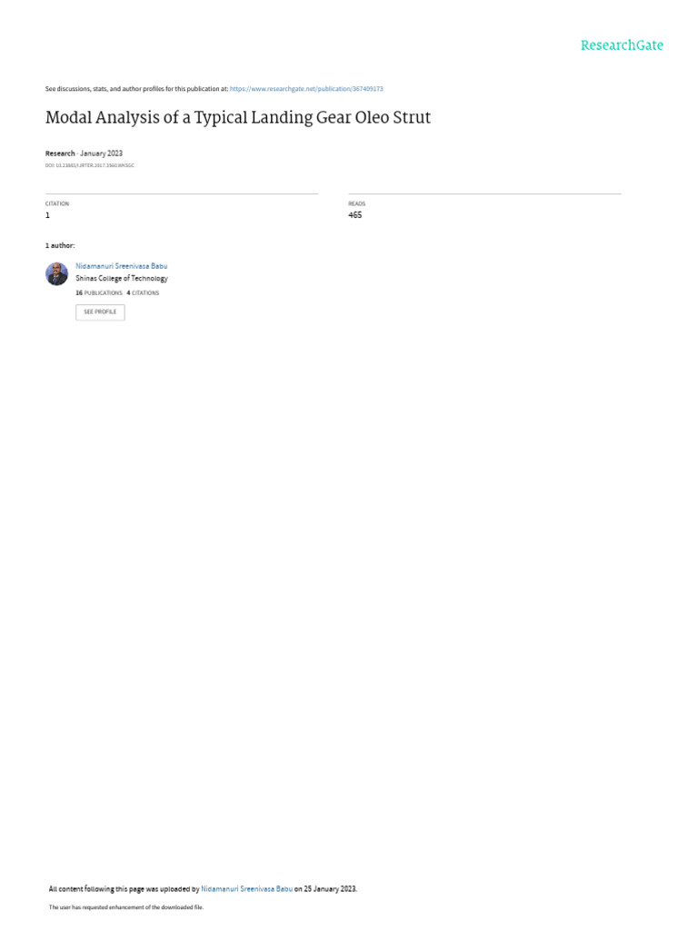 8.modal Analysis of A Typical Landing Gear Oleo Strut | PDF | Strength ...