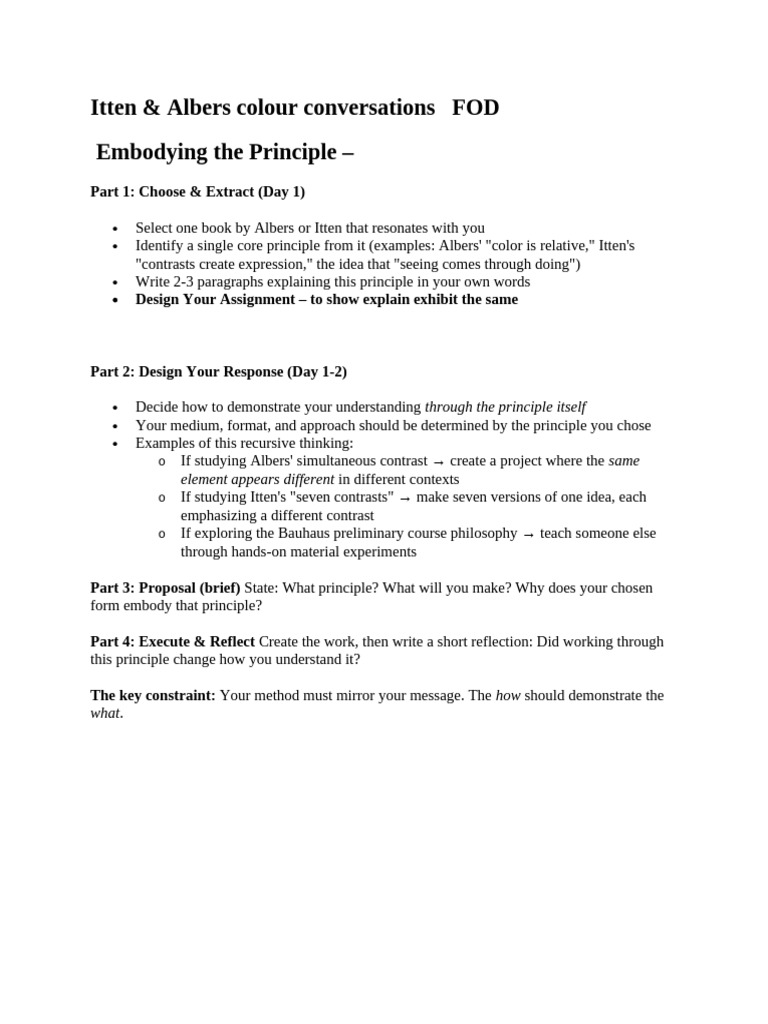 Itten & Albers Colour Conversations Assignment | PDF