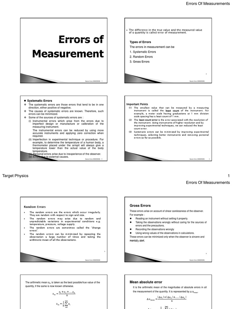 Errors of Measurement (Compatibility Mode) | PDF | Observational Error ...