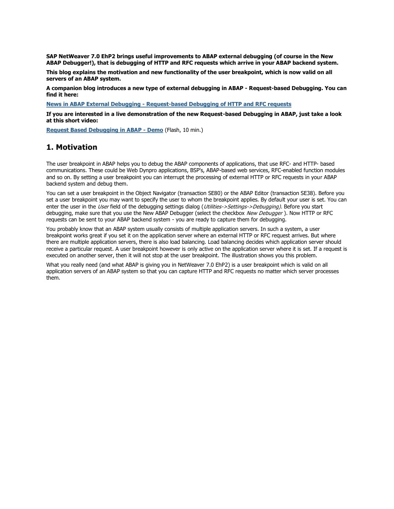 ABAP External Debugging - New User Break Point | PDF | Hypertext Transfer Protocol | Load ...