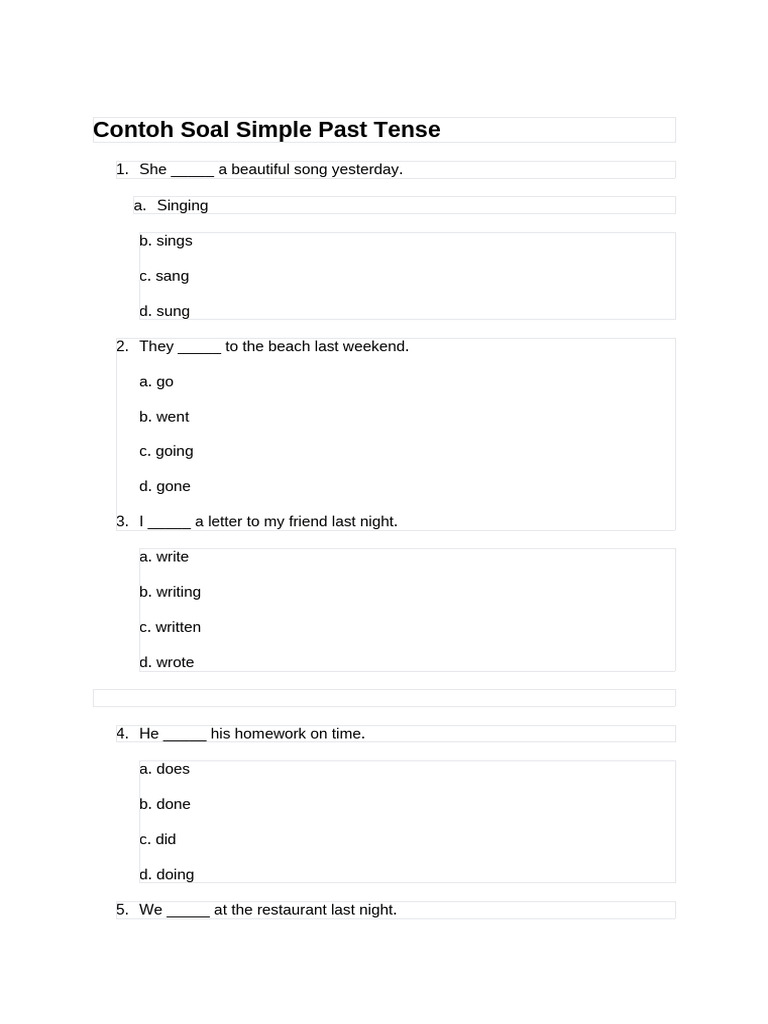 Contoh Soal Simple Past Tense | PDF
