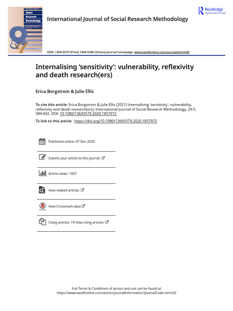 BORGSTROM Internalising Sensitivity | PDF | Reflexivity (Social Theory ...