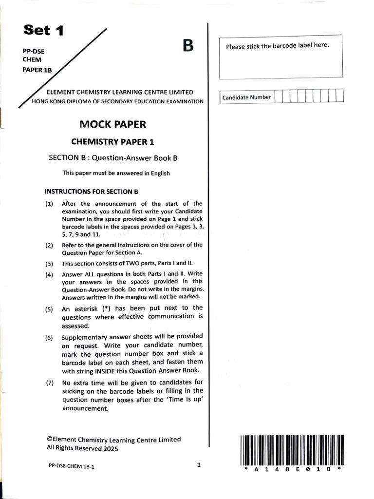 Element Mock Set 1 Paper 1B | PDF