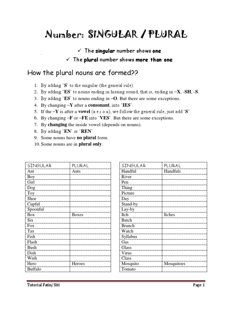 Singular Plural Nouns | PDF | Sheep | Cattle