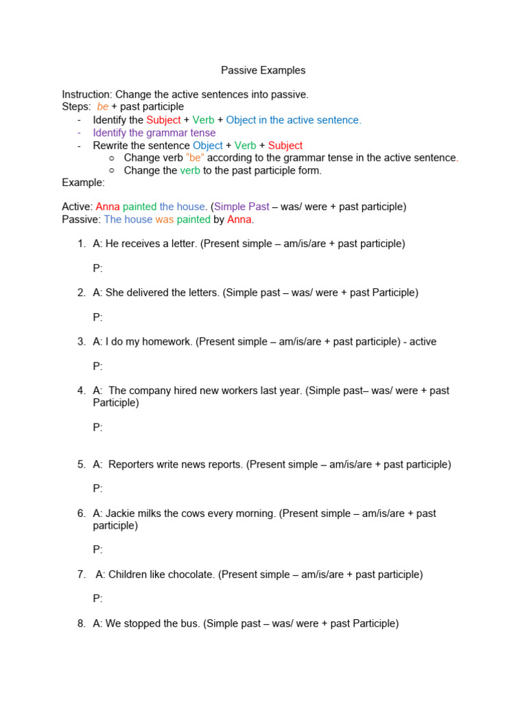 Passive Examples | PDF