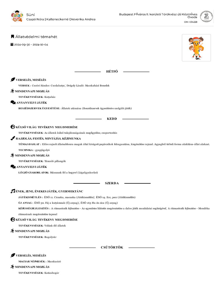 Heti - Terv - 2024 09 30 - 2024 10 04 | PDF