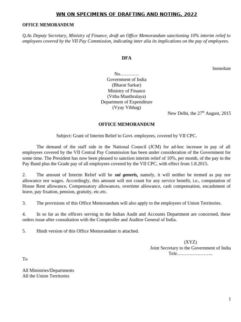 Model Drafts & A Note, 2022 | PDF | Expense | Government Of India