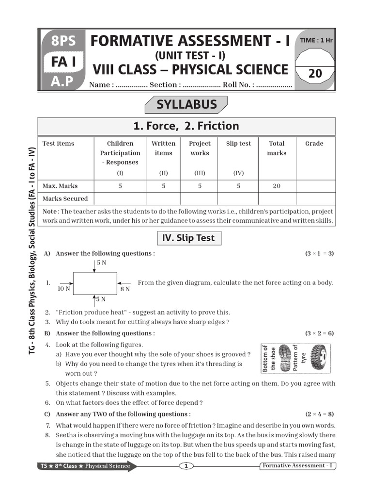 8th Physical Science FA | PDF | Friction | Eclipse