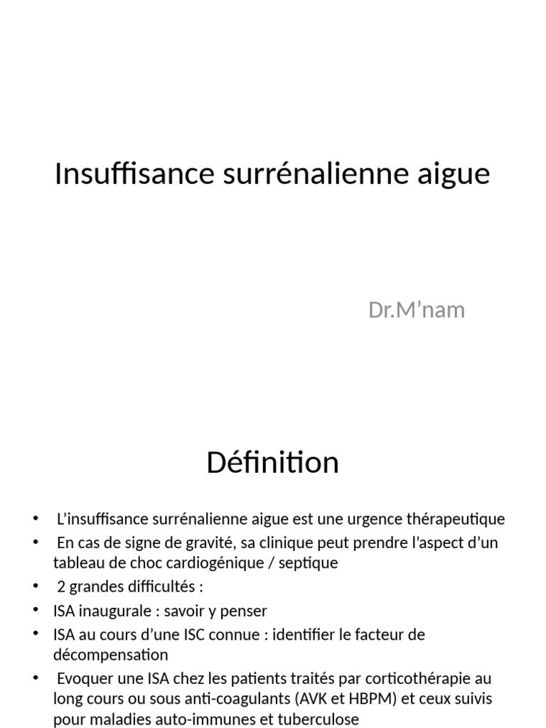 Insuffisance surrénalienne aiguë : Guide clinique | PDF | Tuberculose ...