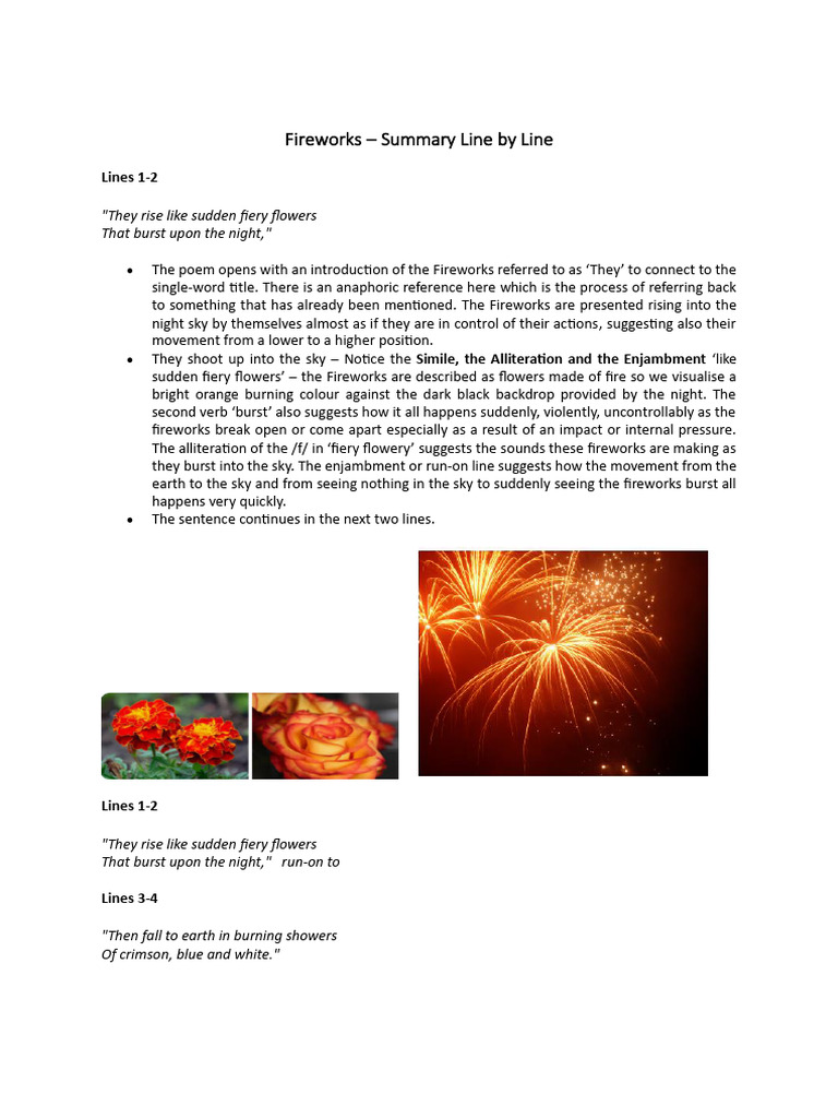 3 James Reeves Fireworks Line by Line Summary 3 | PDF | Fireworks