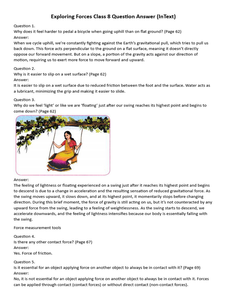 Class 8 Exploring Forces Q&A Guide | PDF | Force | Buoyancy