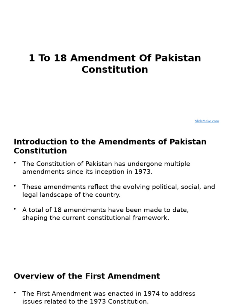 Overview of Pakistan's 18 Amendments | PDF | Presidents Of The United ...