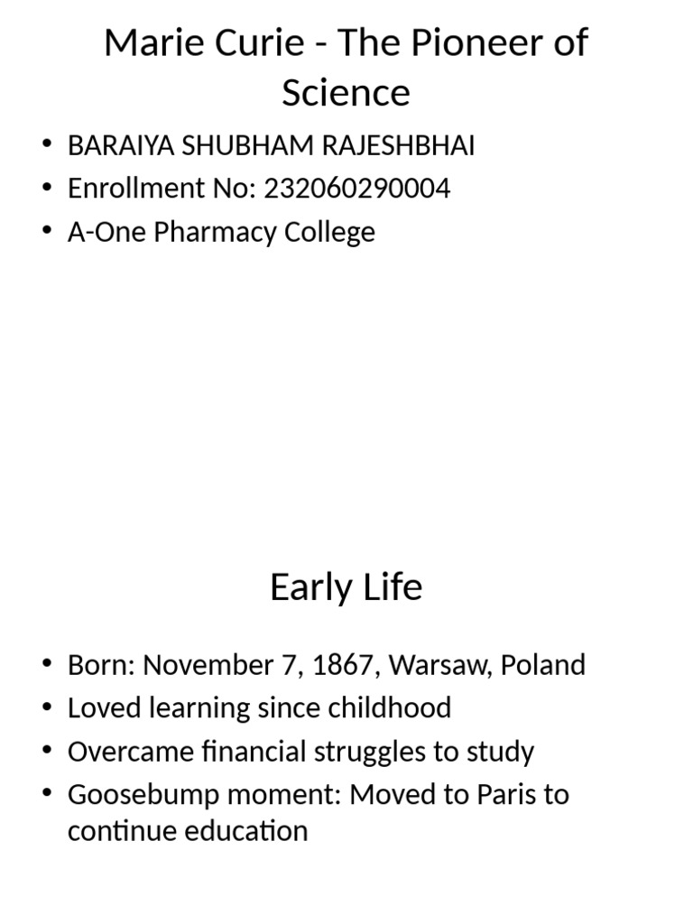 Marie Curie Presentation | PDF