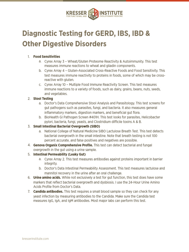 Diagnostic Tests for Digestive Disorders | PDF | Gastrointestinal Tract ...
