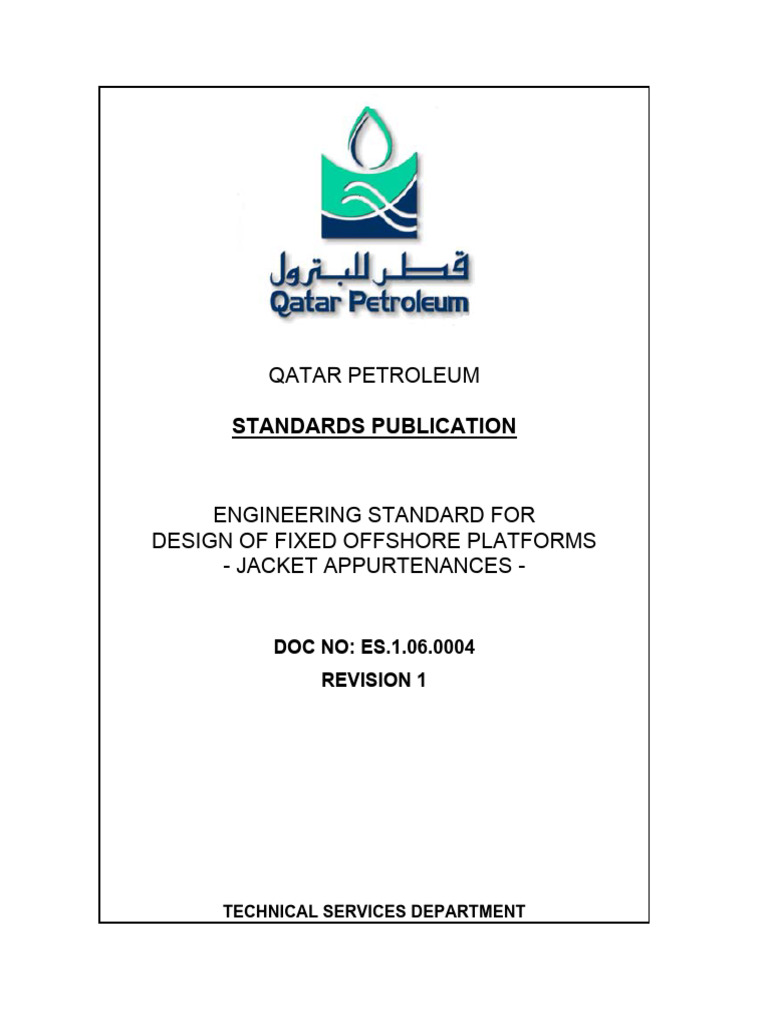 Es.1.06.0004, Design of Fixed Offshore Platforms - Jacket Appurtenances ...