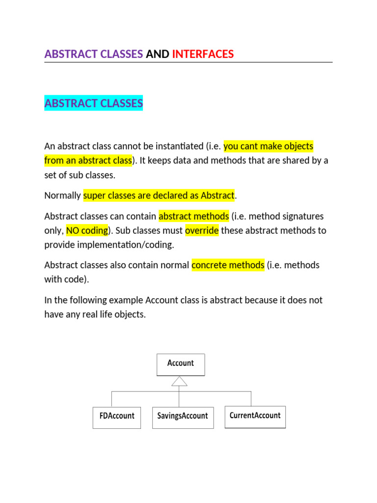 Abstract Classes and Interfaces | PDF | Class (Computer Programming) | Method (Computer Programming)