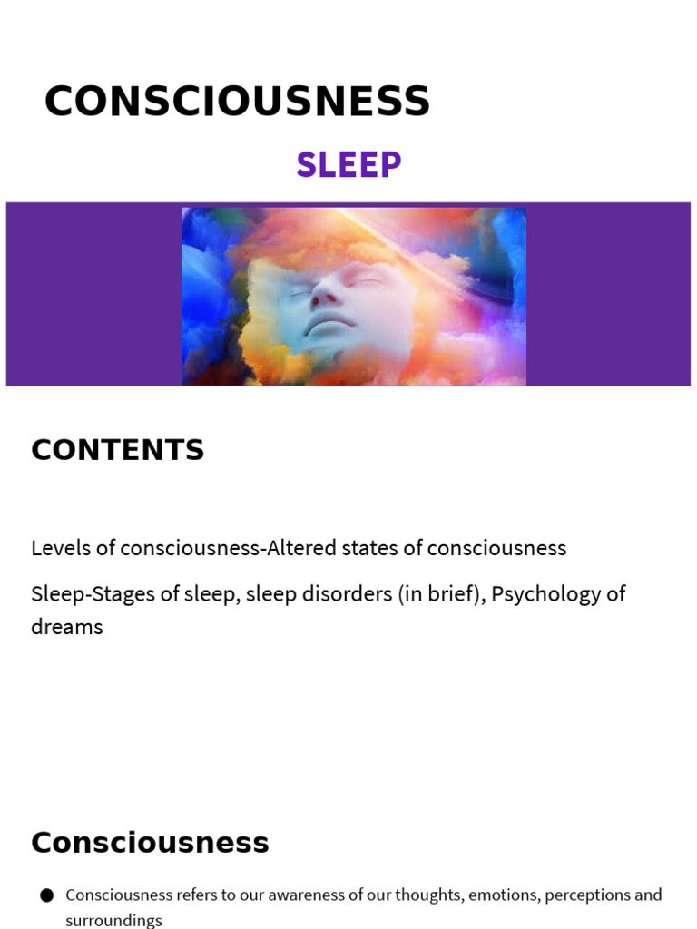 Understanding Consciousness and Sleep | PDF | Sleep | Dream