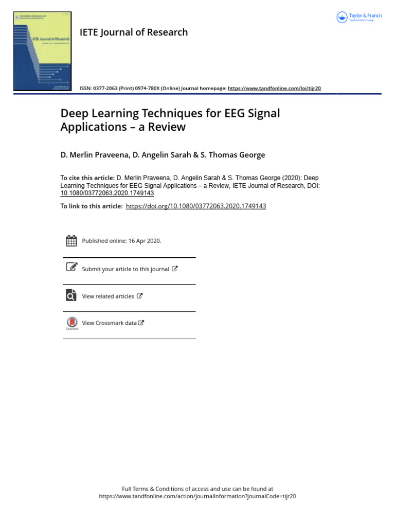 Deep Learning Techniques For EEG Signal | PDF | Deep Learning | Electroencephalography