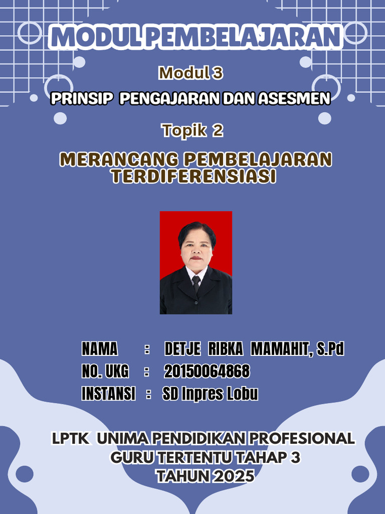 Jurnal prinsip pengajaran dan asesmen an. DETJE RIBKA MAMAHIT, S.Pd | PDF
