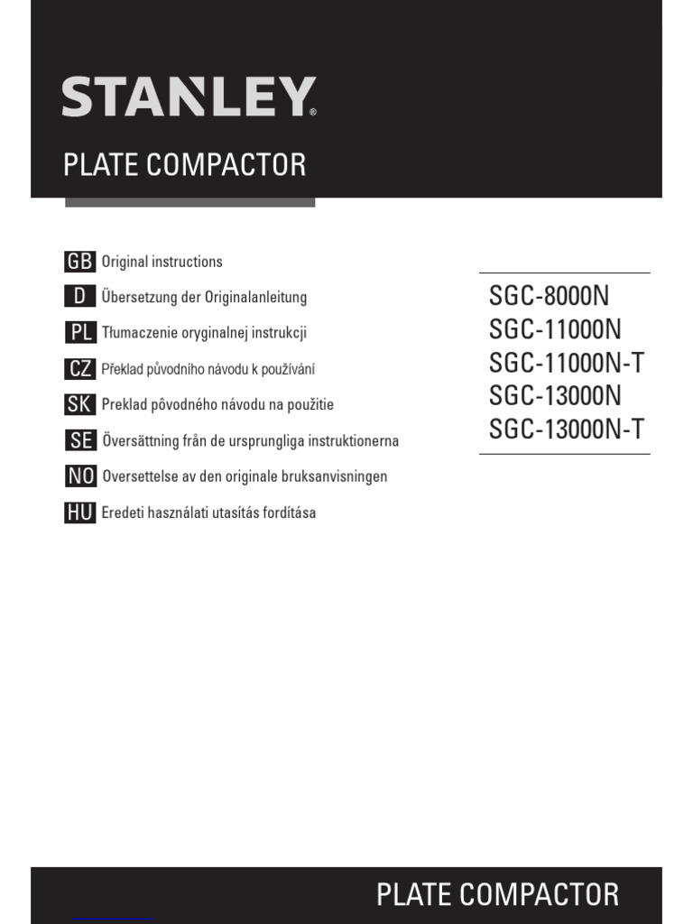 Brukermanual Vibroplate Stanley sgc11000n | PDF