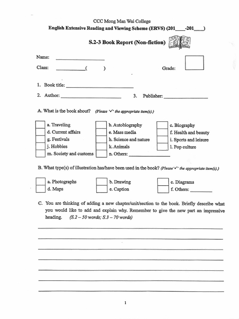 S2 Book Report Form | PDF