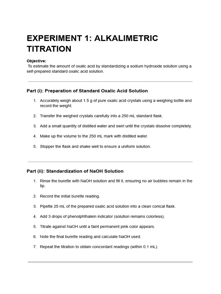 Laboratory Experiments in Titration Techniques | PDF | Titration ...