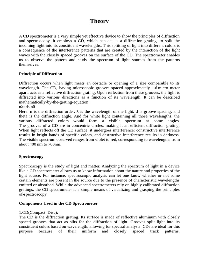 Theory CD Spectrometer | PDF | Diffraction | Spectroscopy
