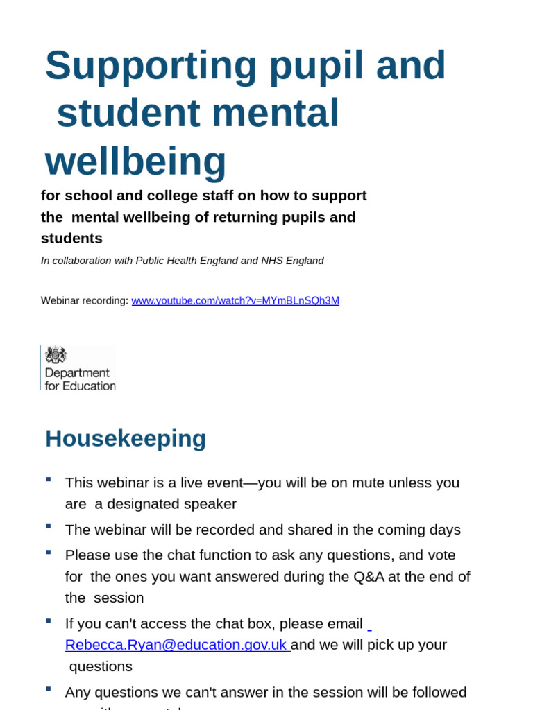 Supporting Student Mental Wellbeing Post-COVID | PDF | Mental Health ...
