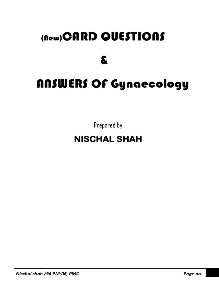 Gynaecology New Card Answers PDF | PDF | Cervical Cancer | Ovarian Cancer