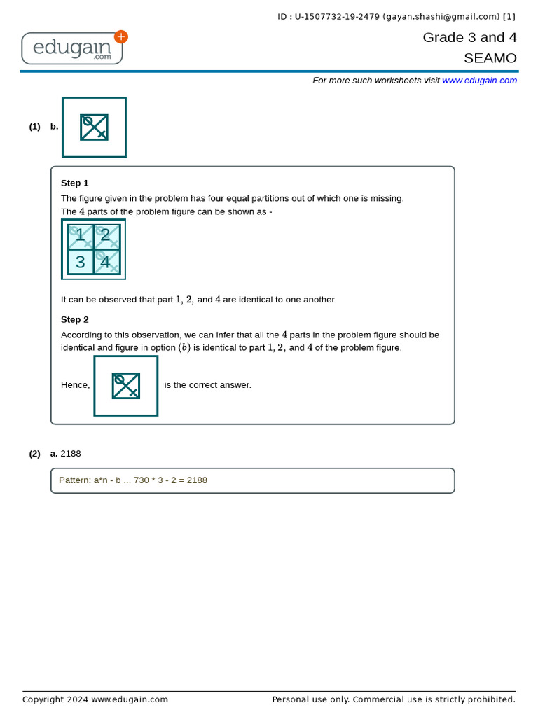 Grade 3-4 SEAMO Math Worksheets | PDF | Mathematics | Discrete Mathematics