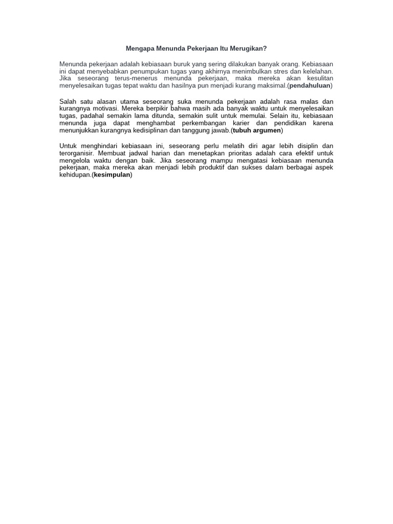 Mengapa Menunda Pekerjaan Itu Merugikan | PDF