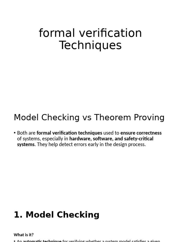 Formal Verification Techniques | PDF | Formal Verification | Mathematical Proof