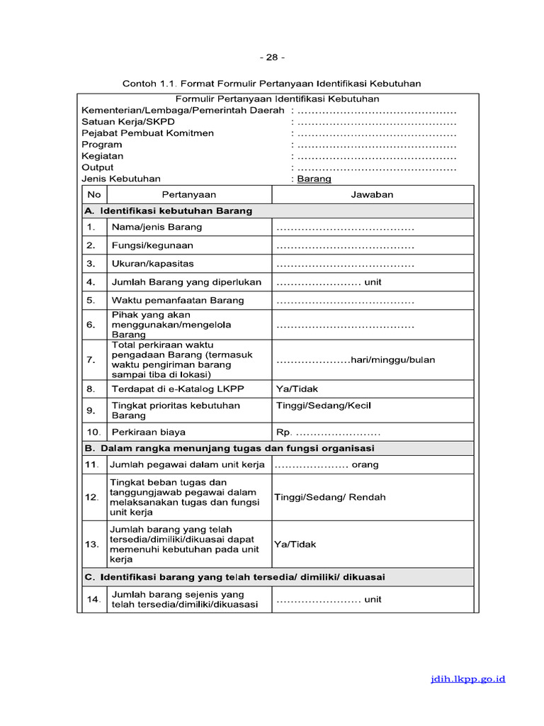 Form Identifikasi Kebutuhan Barang | PDF