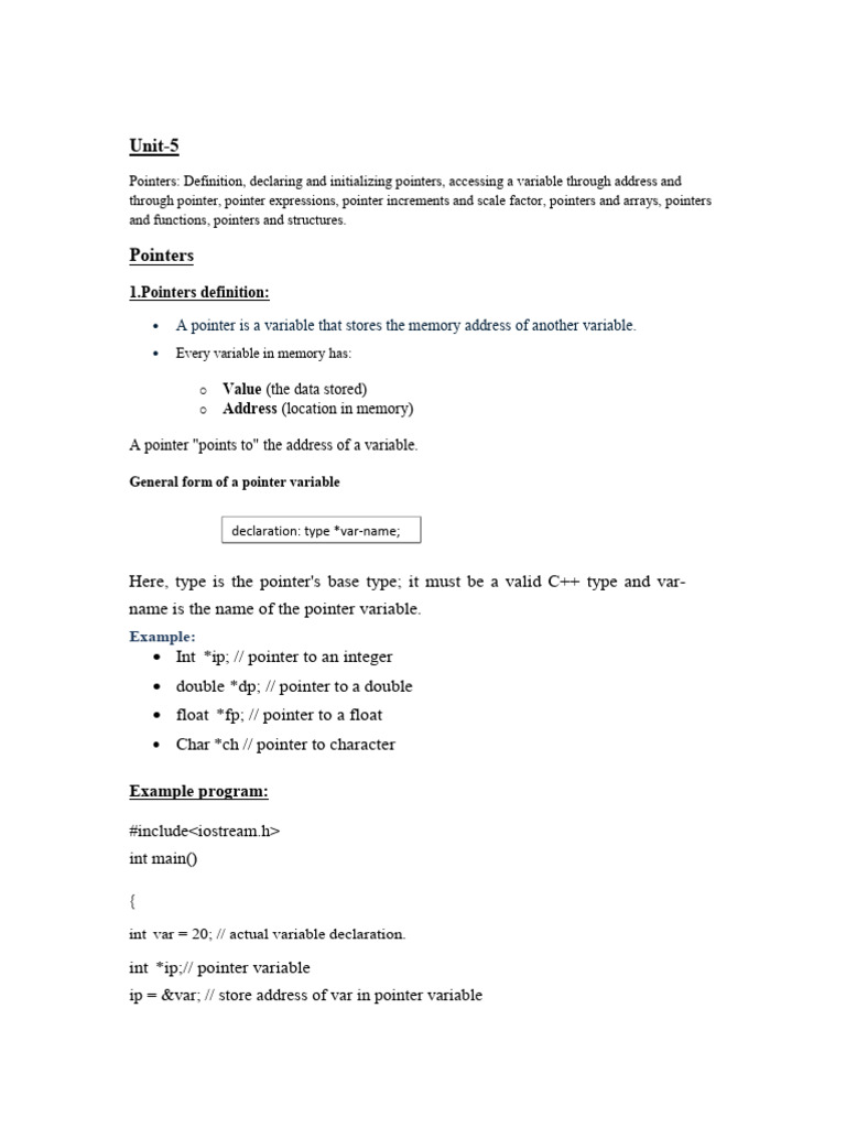 unit 5 c | PDF | Pointer (Computer Programming) | Software Engineering