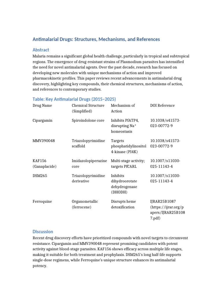 Advancements in Antimalarial Drug Discovery | PDF | Malaria | Pharmacology