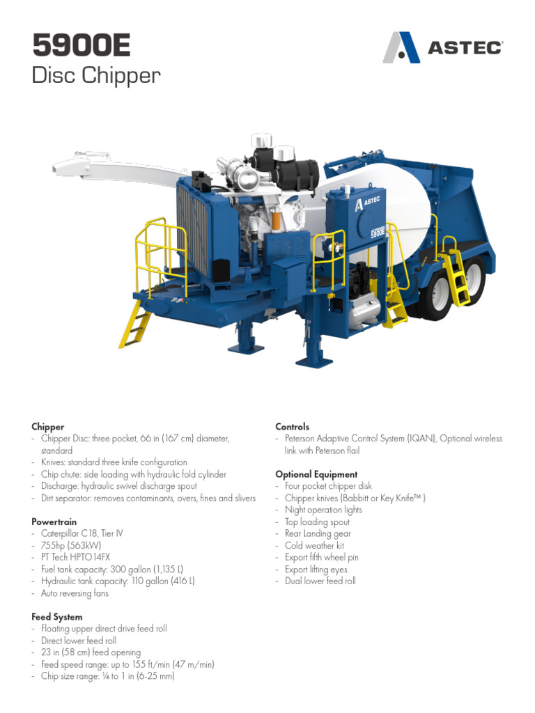 Astec Peterson 5900e Disc Chipper Spec Sheet English | PDF | Axle ...