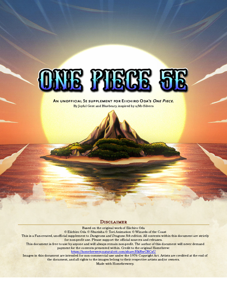 One Piece 5E D&D Unofficial Guide | PDF | Dungeons & Dragons