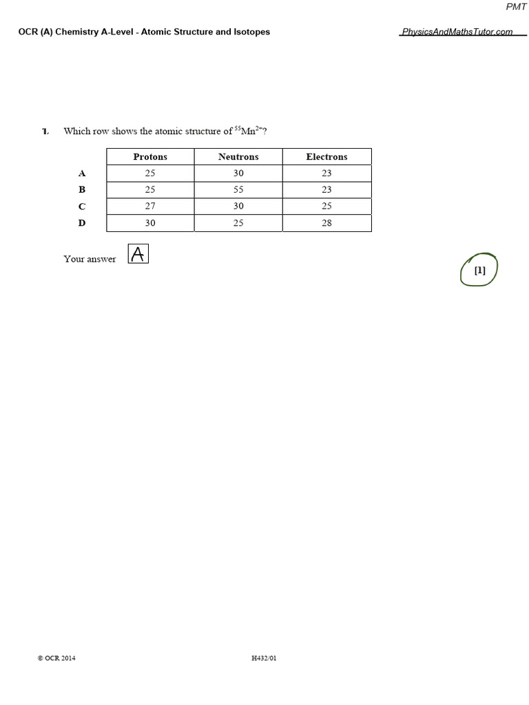 Atomic Structure and Isotopes QP | PDF | Atoms | Chemistry