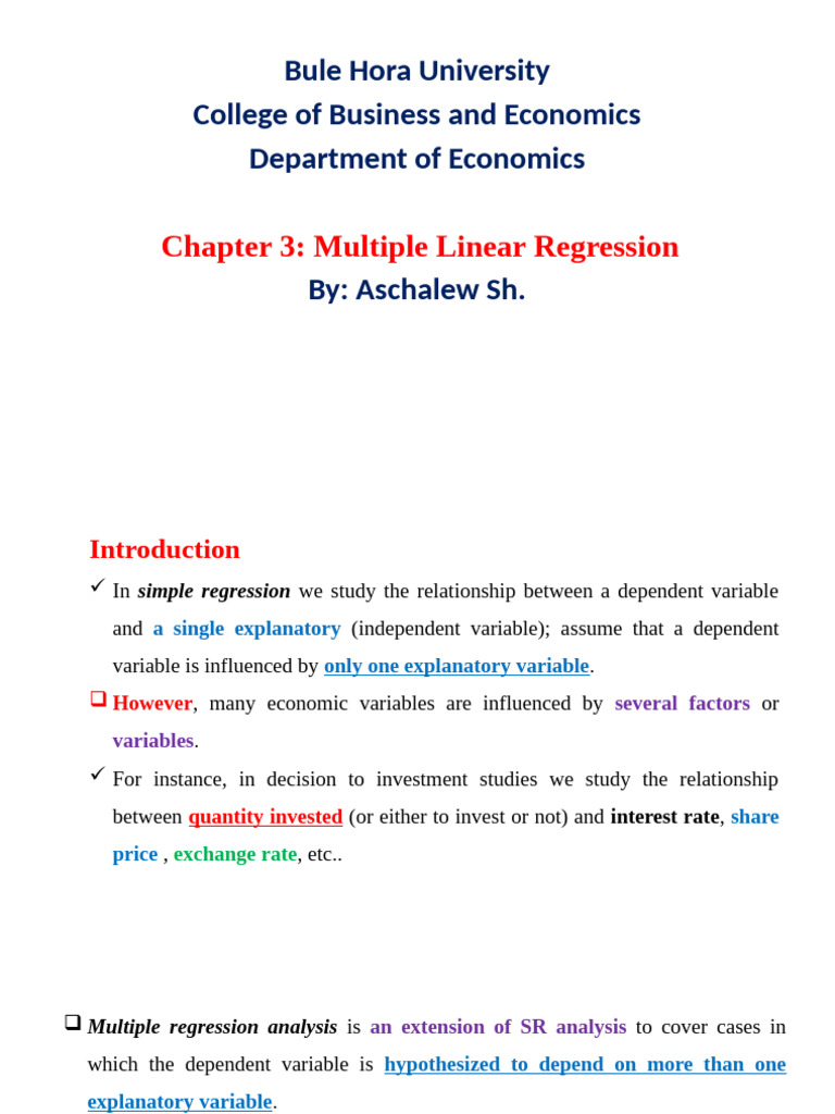 Chapter 3 Multiple Linear Regression Negelle | PDF | Linear Regression | Coefficient Of ...